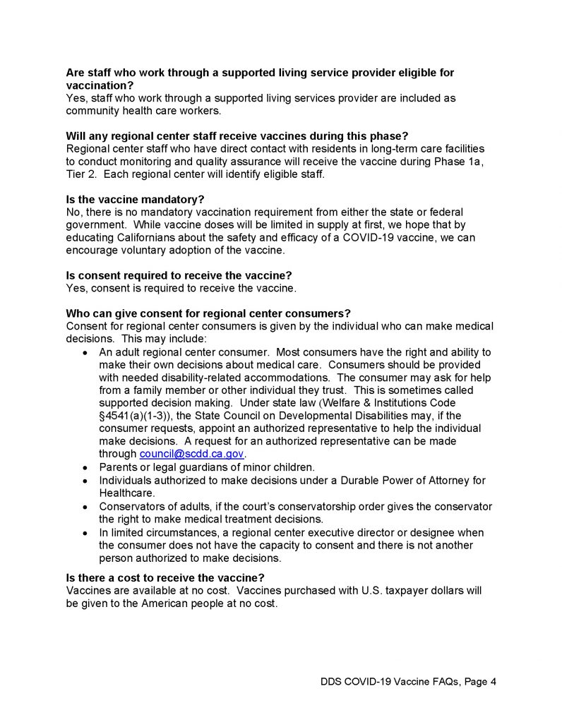 COVID-19 Vaccine Frequently Asked Questions - Westside Regional Center